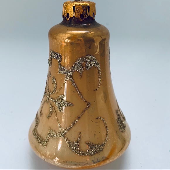 Holiday | Gold Bell With Glitter Vintage Glass Ornament | Poshmark